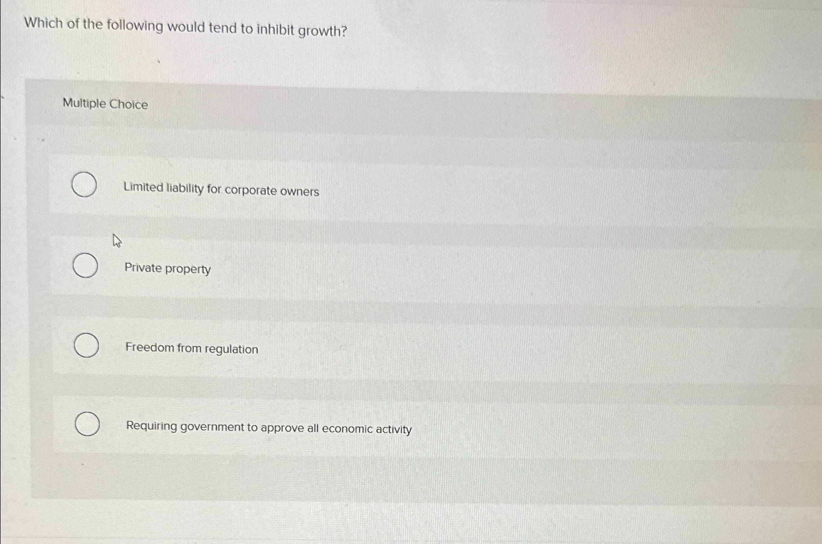 Solved Which of the following would tend to inhibit | Chegg.com