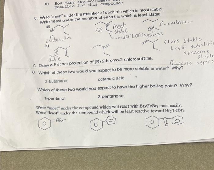 Solved 6. Write "most" under the member of each trio which | Chegg.com
