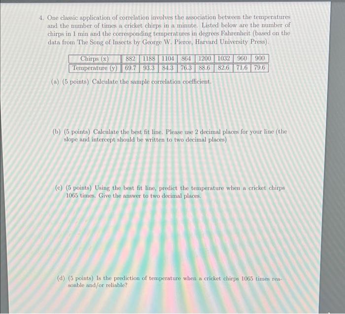 Solved 4. One classic application of correlation involves | Chegg.com