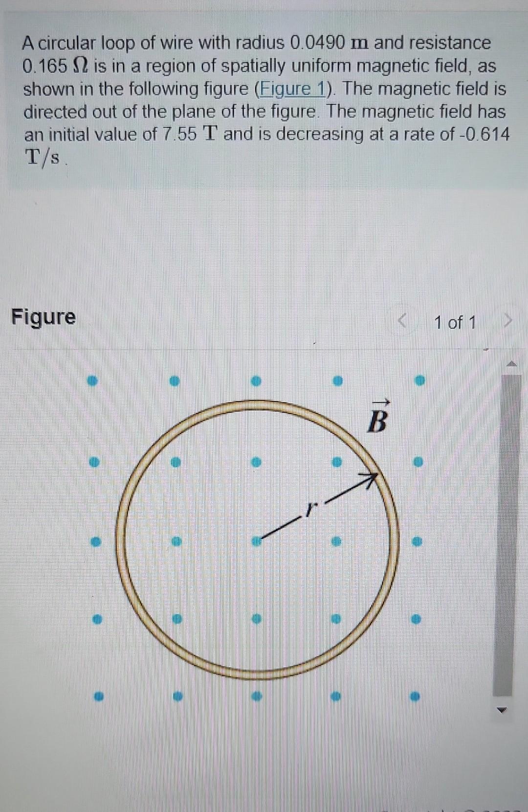 Solved A circular loop of wire with radius 0.0490 m and | Chegg.com