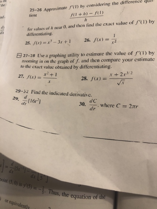 Solved the 25-26 Approximate f'(1) by considering the | Chegg.com