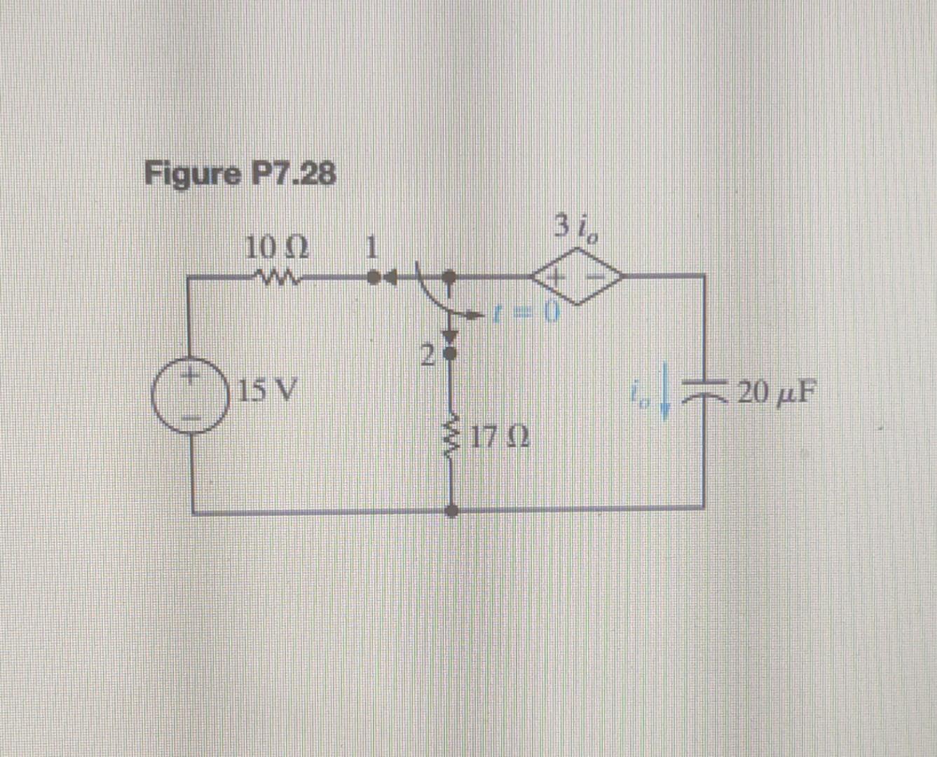 Solved 7.28 The switch in the circuit in Fig. P7.28 has been | Chegg.com