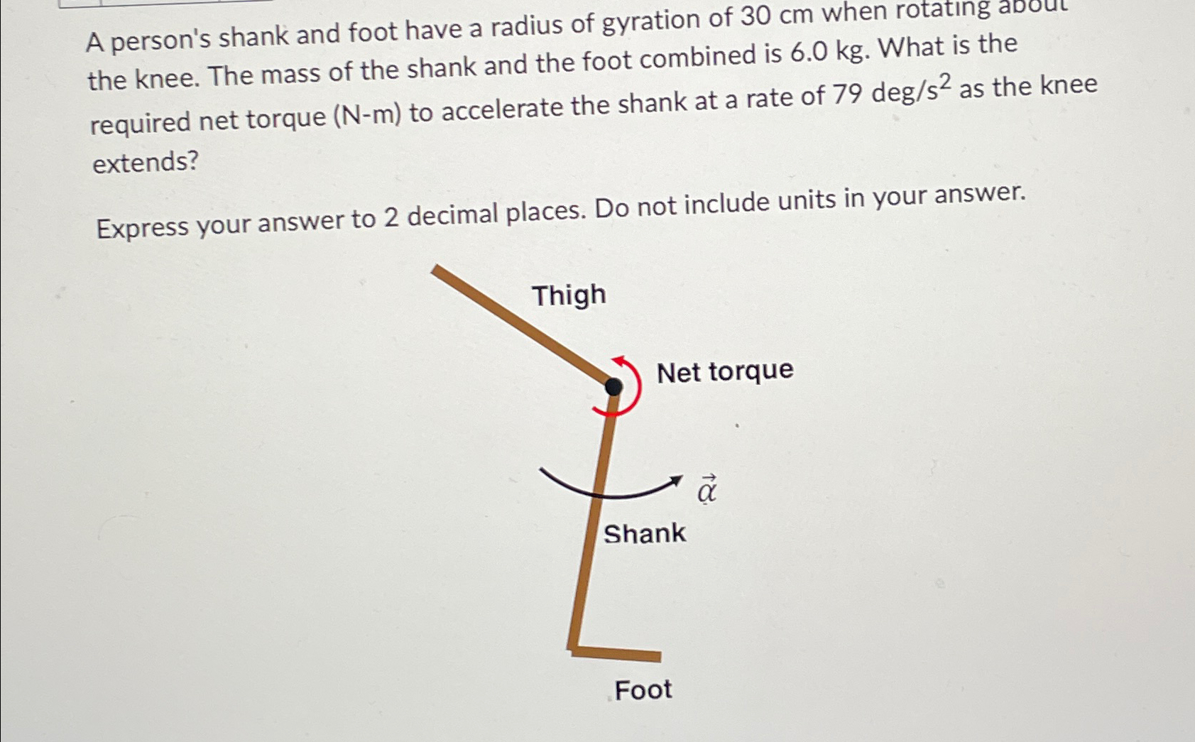 Solved A person's shank and foot have a radius of gyration | Chegg.com