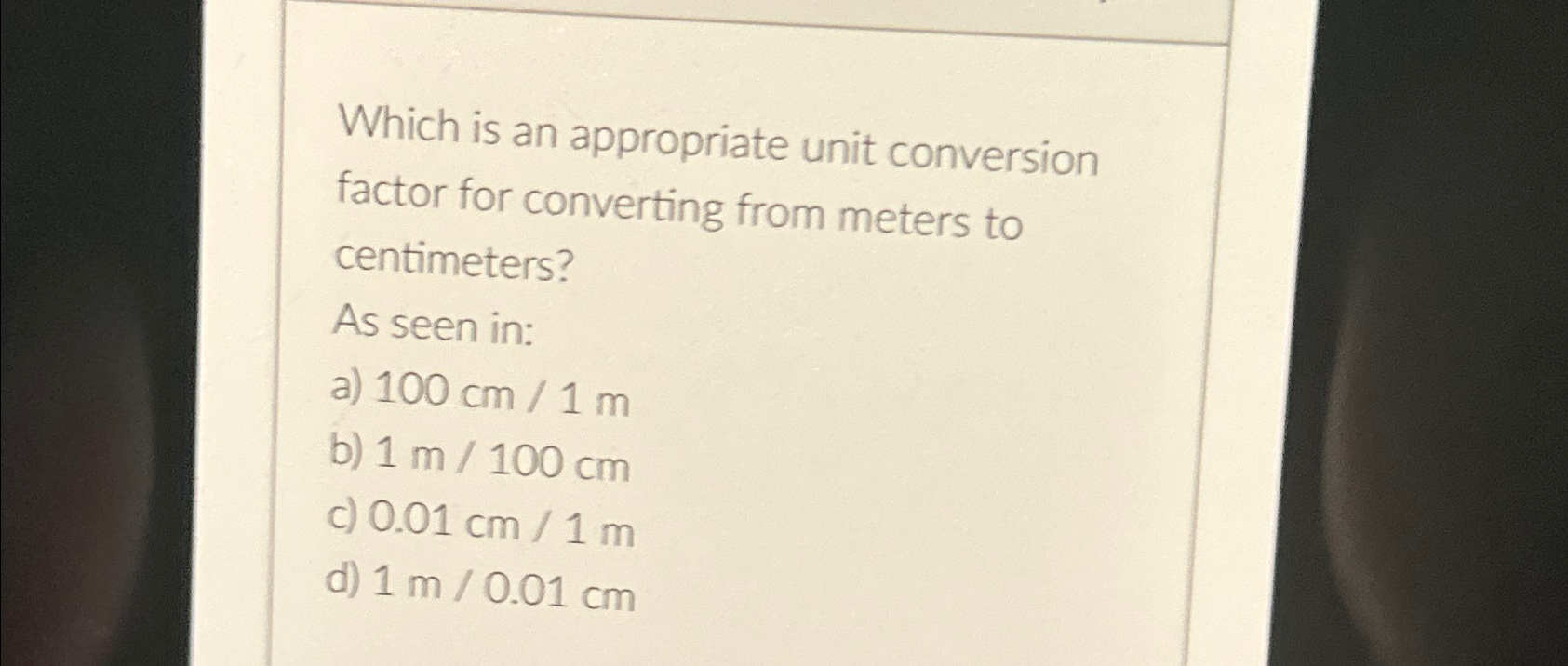 Solved Which is an appropriate unit conversion factor for | Chegg.com