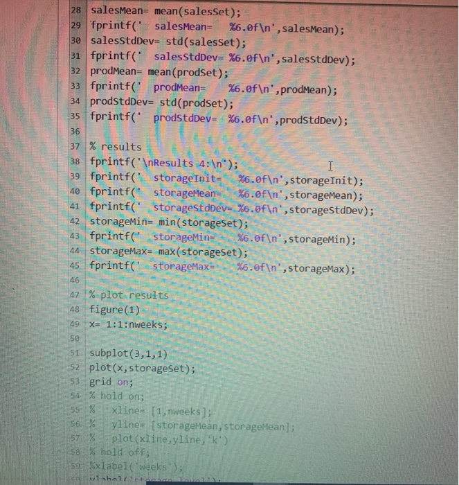 Solved IN MATLAB CODE Given weekly sales data and a | Chegg.com