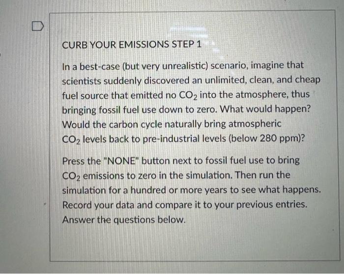 Solved CURB YOUR EMISSIONS STEP 1 In a best-case (but very | Chegg.com