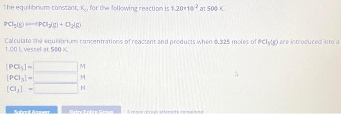 Solved The equilibrium constant, K0 for the following | Chegg.com