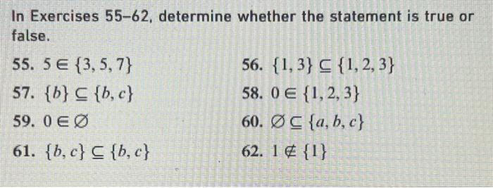 Solved In Exercises 55-62, determine whether the statement | Chegg.com