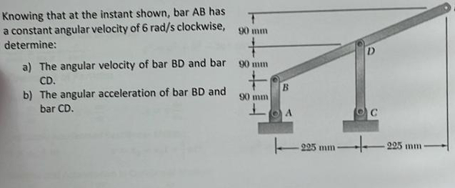 Solved Knowing that at the instant shown, bar AB ﻿has a | Chegg.com