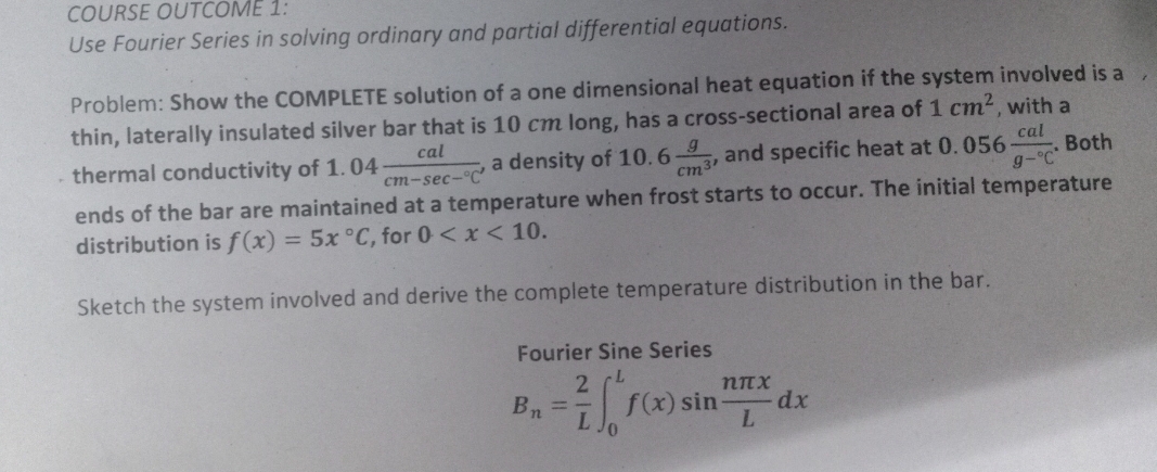 Solved COURSE OUTCOME 1:Use Fourier Series in solving | Chegg.com