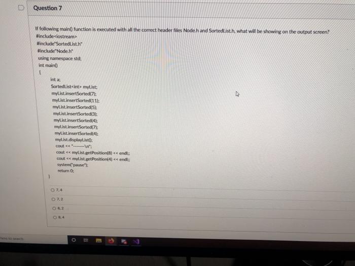 Solved Question 6 Following is the code for member function | Chegg.com