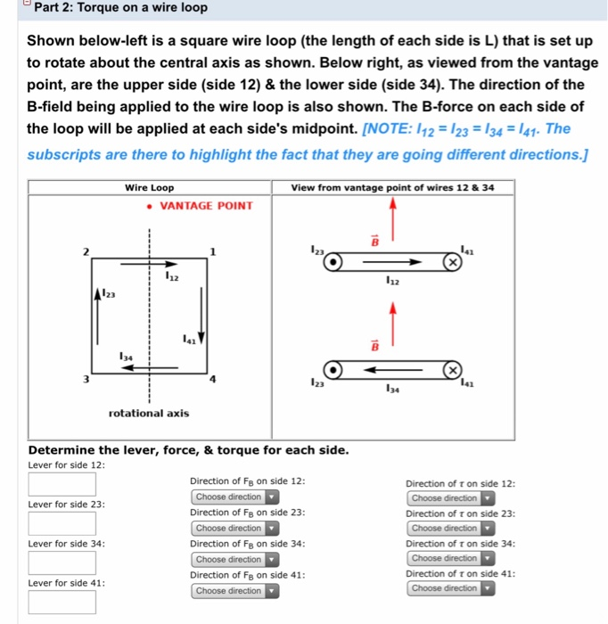 Solved Part 2: Torque on a wire loop Shown below-left is a | Chegg.com
