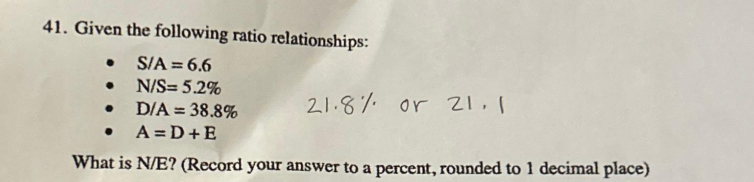 Solved Given the following ratio | Chegg.com