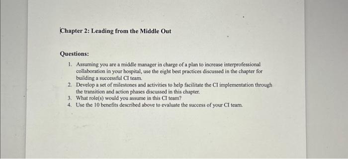 Solved ANSWER THE QUESTION CHAPTER 2 : Leading from the | Chegg.com