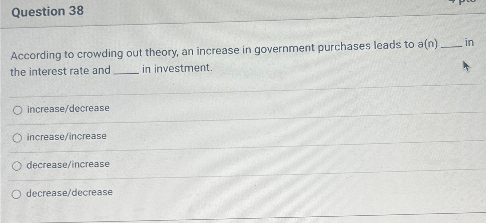 Solved Question 38According to crowding out theory, an | Chegg.com