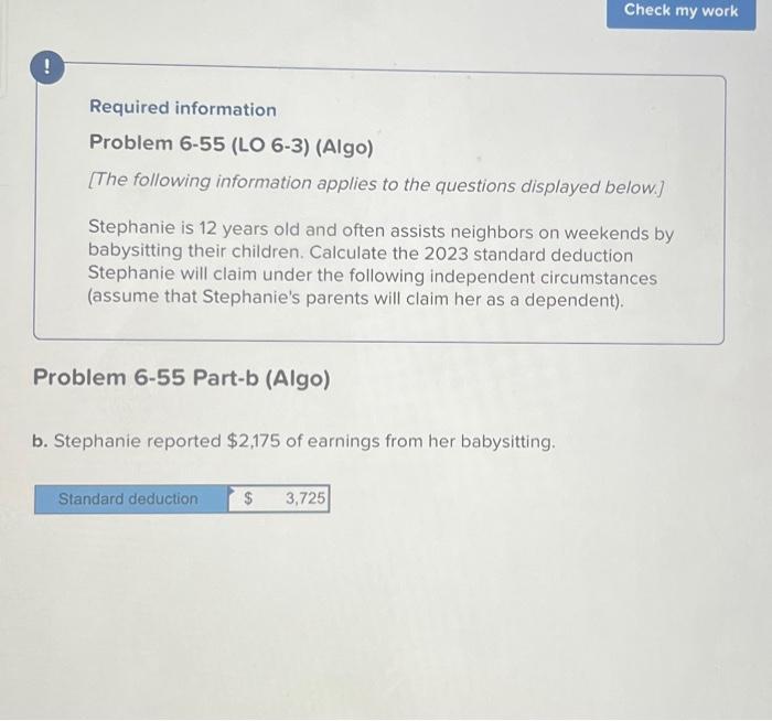 Solved Required information Problem 6-55 (LO 6-3) (Algo) | Chegg.com
