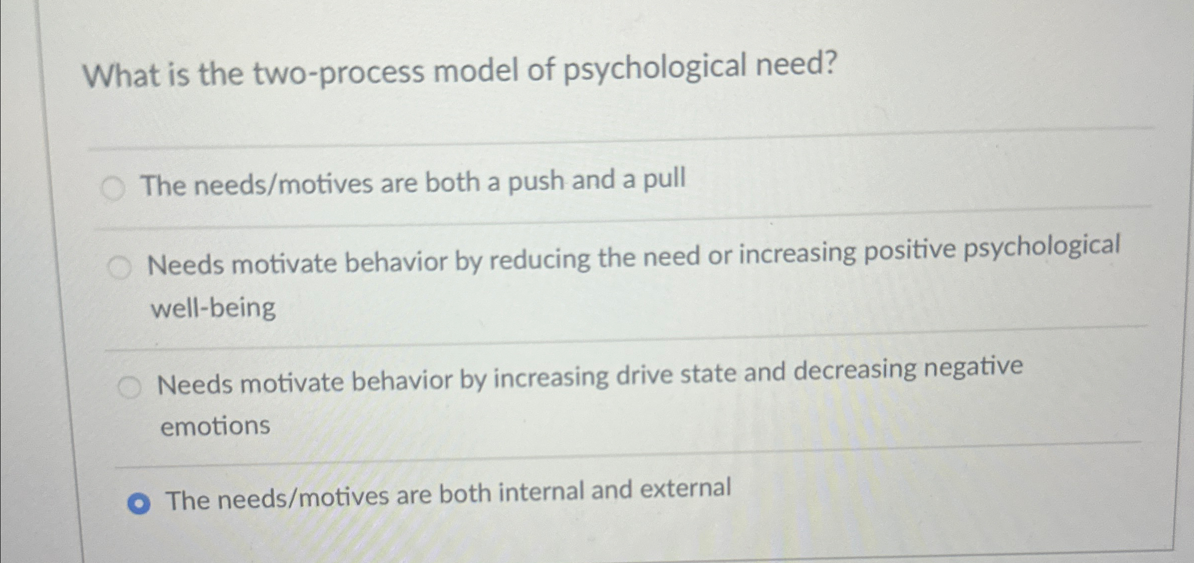 Solved What is the two-process model of psychological | Chegg.com