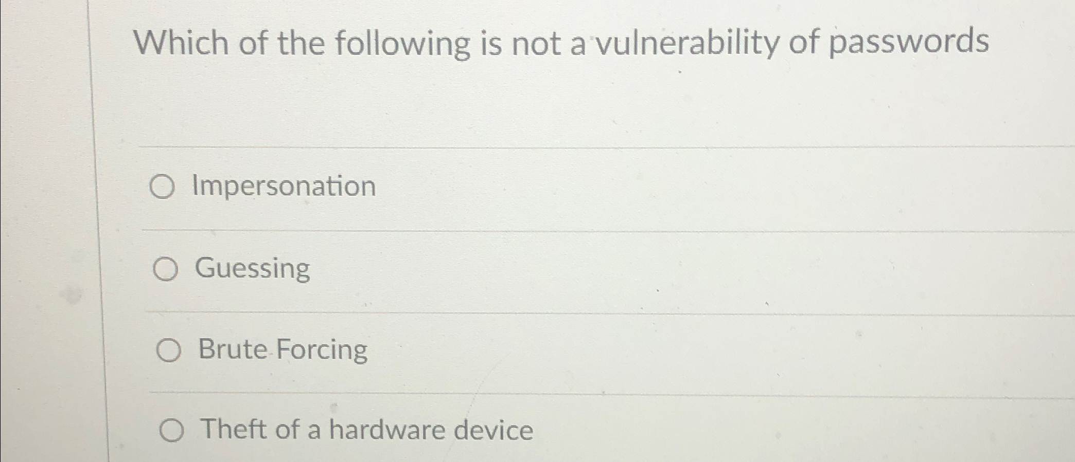 Solved Which of the following is not a vulnerability of | Chegg.com