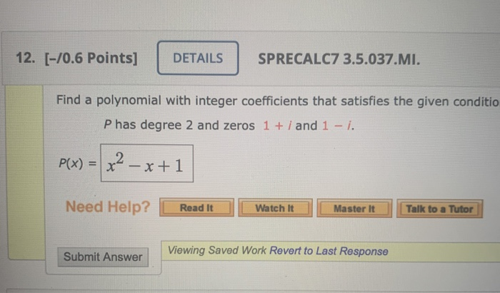 Solved 12. [-70.6 Points] DETAILS SPRECALC7 3.5.037.MI. Find | Chegg.com