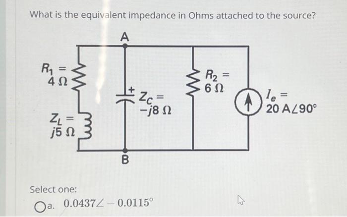 Solved What is the equivalent impedance in Ohms attached to | Chegg.com