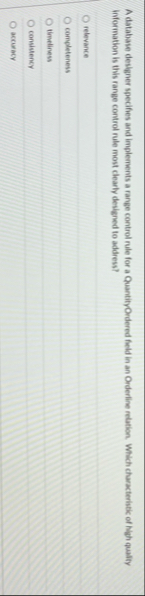 Solved A database designer specifes and implements a range | Chegg.com