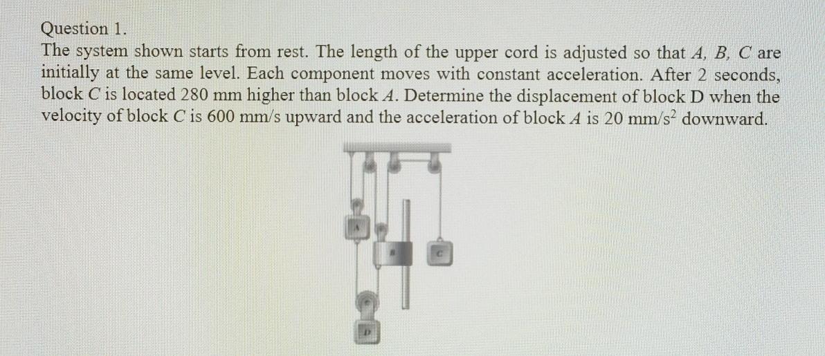 Solved Question 1.The system shown starts from rest. The | Chegg.com