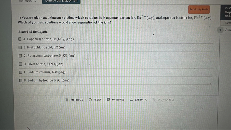 Solubility TablaYou are given an unknown solution, | Chegg.com