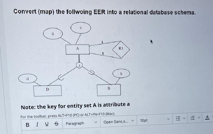 Solved Convert (map) the follwoing EER into a relational | Chegg.com