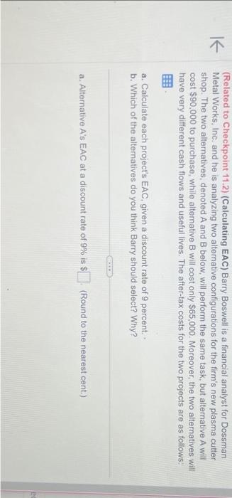 Solved (Related to Checkpoint 11.2) (Calculating EAC) Barry | Chegg.com