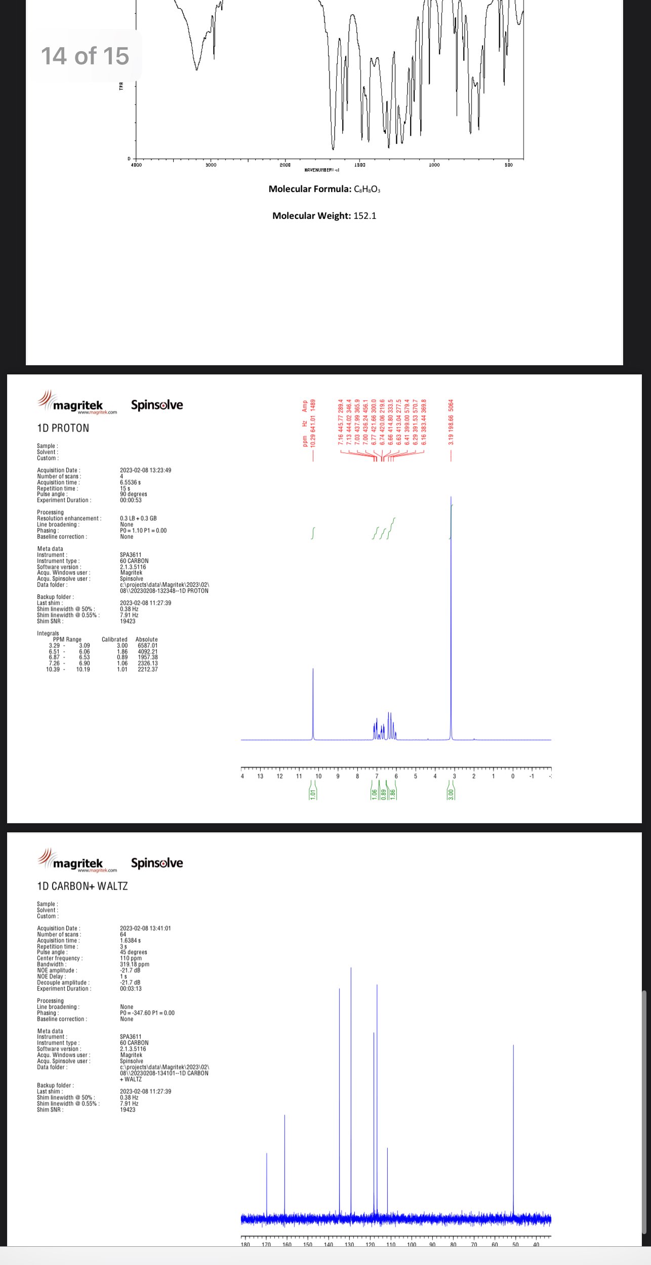 Solved /t/magritek Spinsolve1D CARBON+ ﻿WALTZSample | Chegg.com