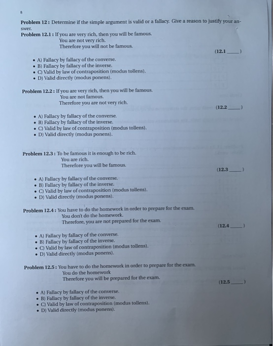 Solved April 12 Math 103 Homework 7 Logic Name (printed): | Chegg.com