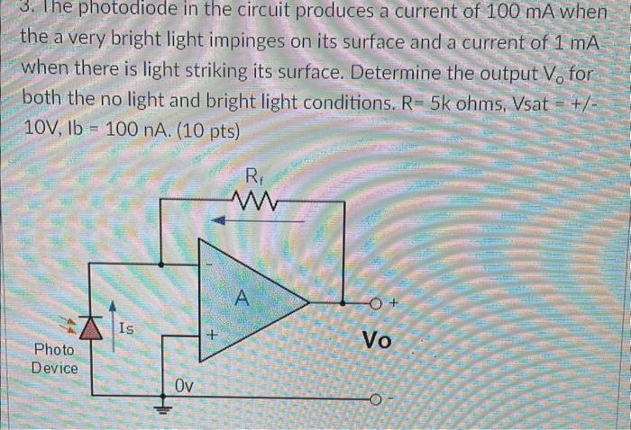 Solved 3. The photodiode in the circuit produces a current | Chegg.com