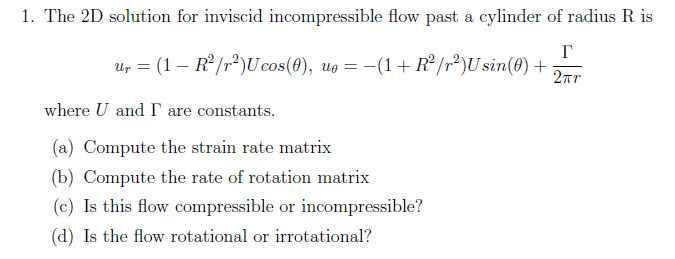The 2 D ﻿solution for inviscid incompressible flow | Chegg.com