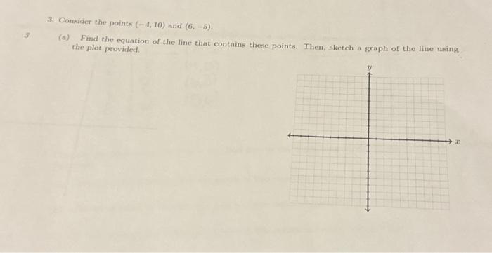 Solved 3. Convider the points (−4,10) and (6,−5). (a) Find | Chegg.com