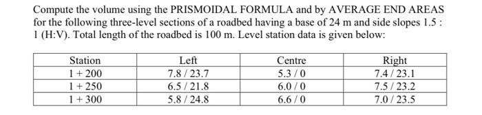 Solved Compute the volume using the PRISMOIDAL FORMULA and | Chegg.com