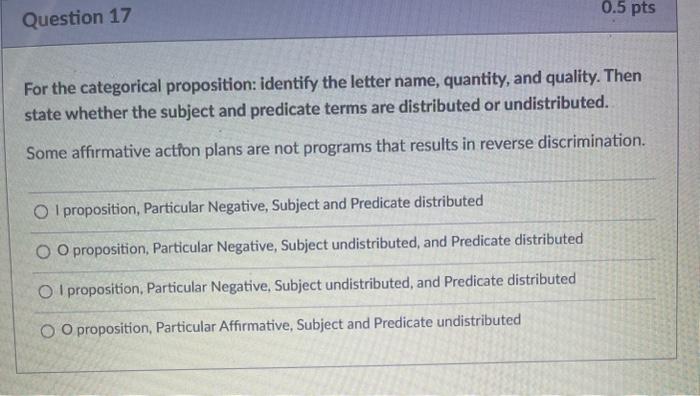 Solved For the categorical proposition: identify the letter | Chegg.com