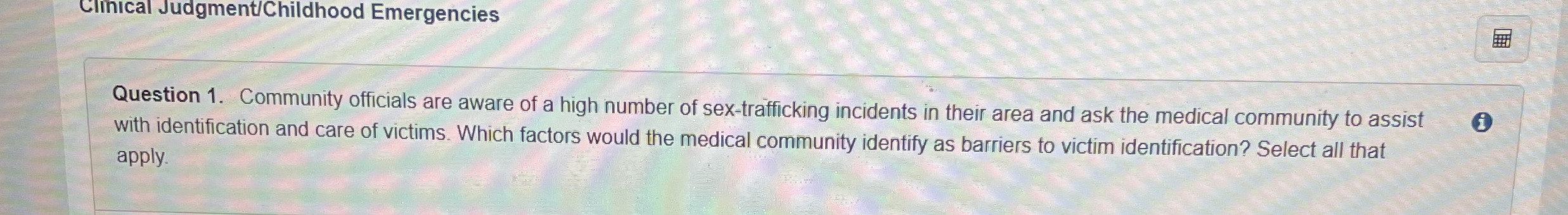 Solved Question 1. ﻿Community officials are aware of a high | Chegg.com