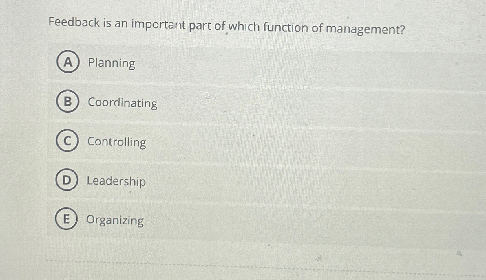 Solved Feedback is an important part of which function of | Chegg.com