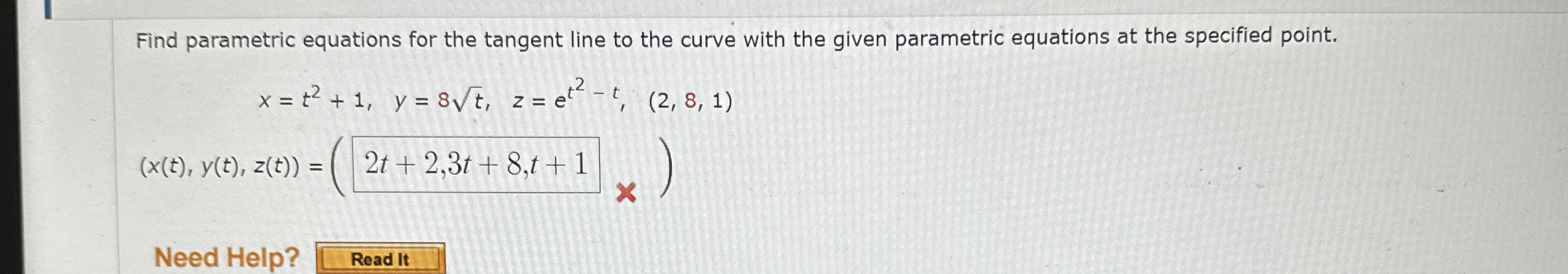 Solved Find parametric equations for the tangent line to the | Chegg.com