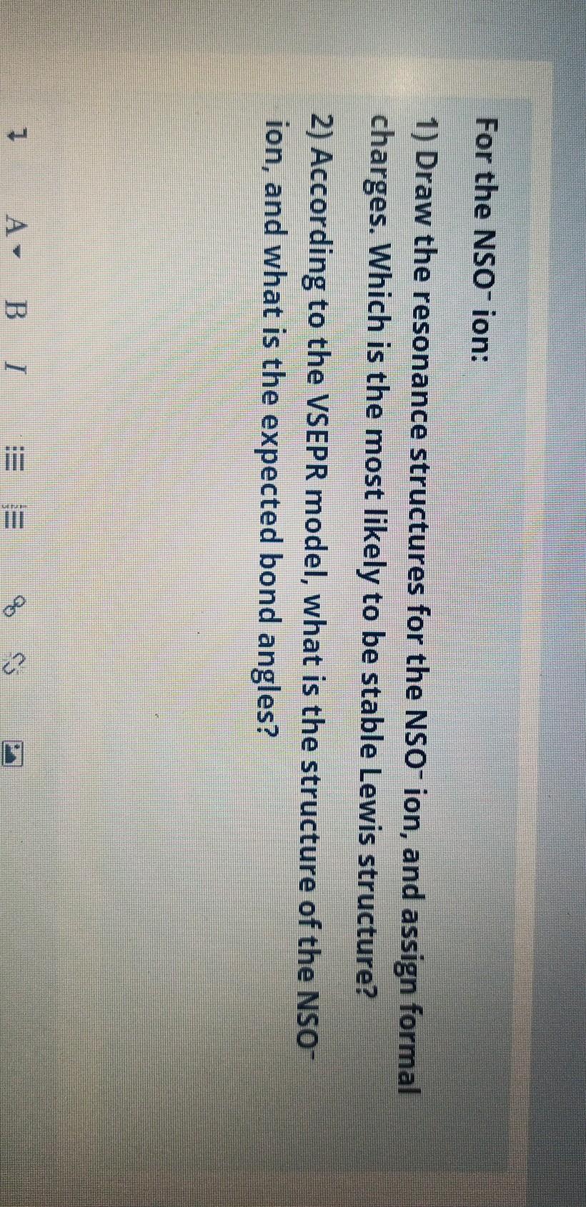 Solved For the NSO-jon: 1) Draw the resonance structures for | Chegg.com
