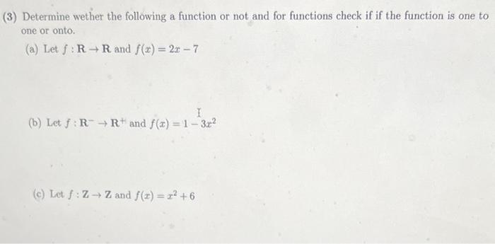 Solved 3) Determine wether the following a function or not | Chegg.com