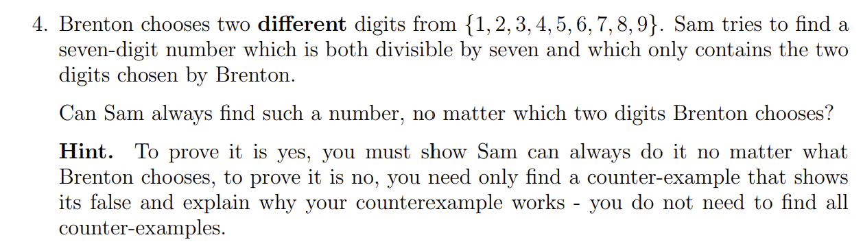 Solved 4. ﻿Brenton chooses two different digits from | Chegg.com