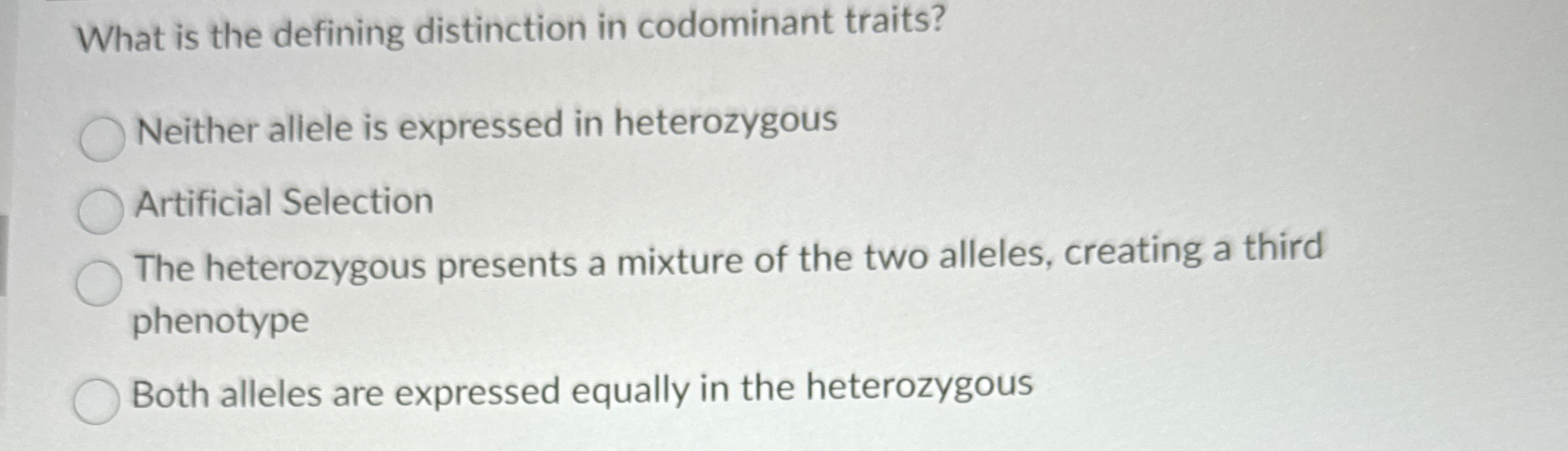 Solved What is the defining distinction in codominant | Chegg.com