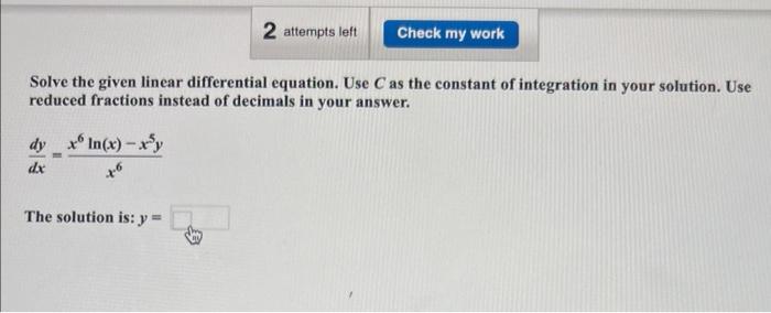 Solved Solve the given linear differential equation. Use C | Chegg.com