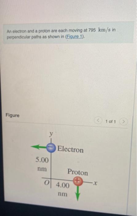 Solved An electron and a proton are each moving at 795 km/s | Chegg.com