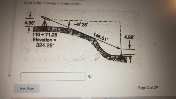 Solved What is the chainage if lower station. -9°26' 1 4.86 | Chegg.com