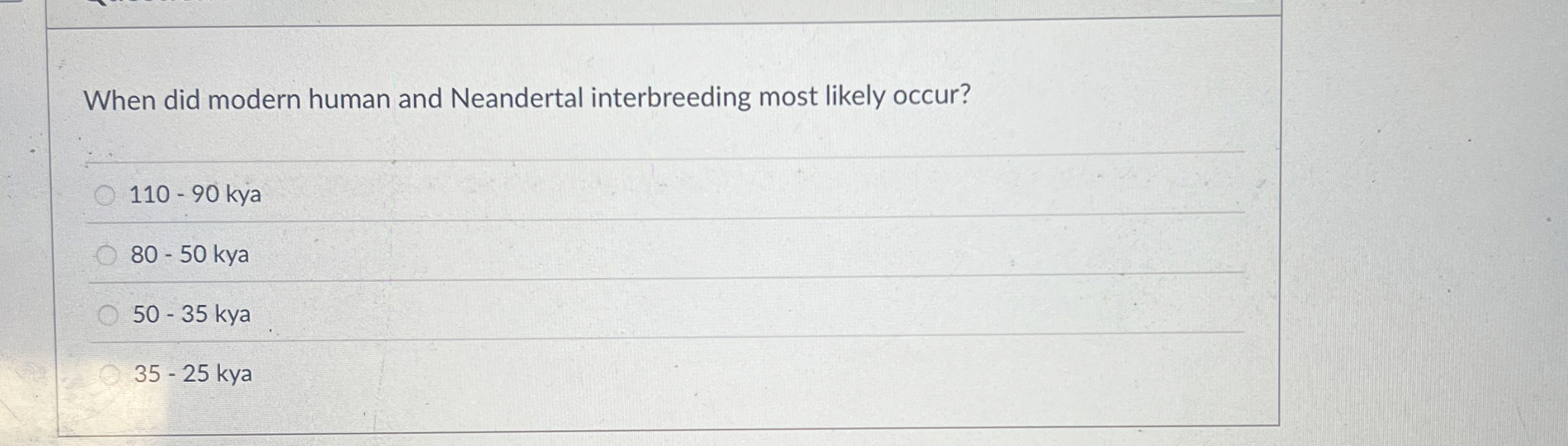 Solved When did modern human and Neandertal interbreeding | Chegg.com