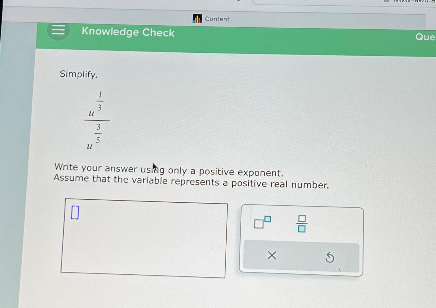 Solved Knowledge CheckContentSimplify.u13u35Write your | Chegg.com