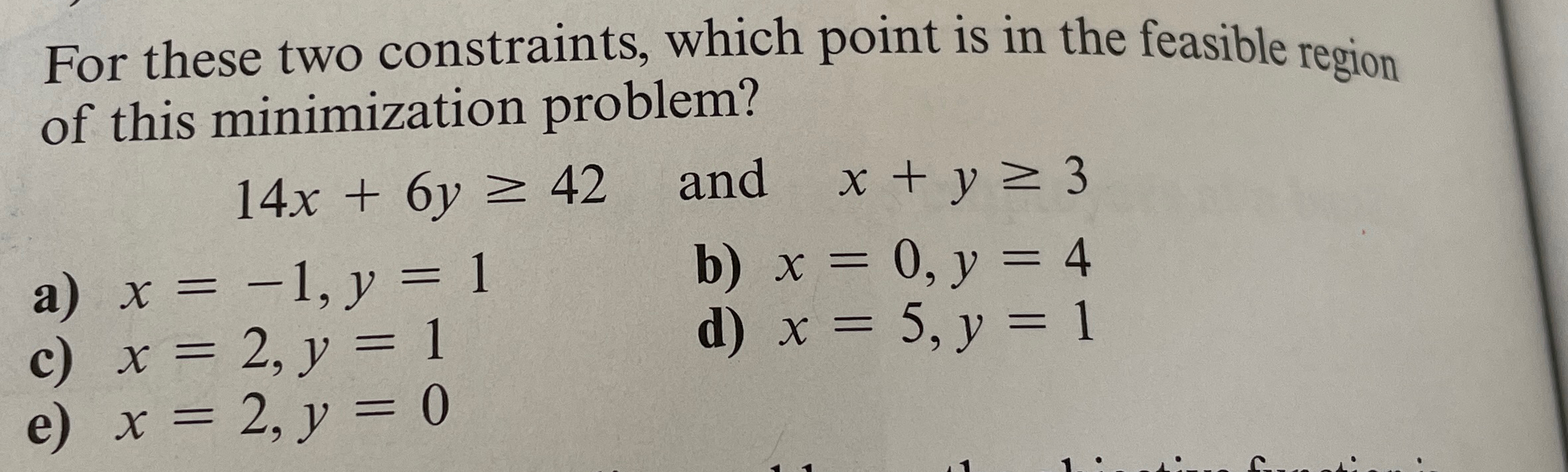 Solved For these two constraints, which point is in the | Chegg.com