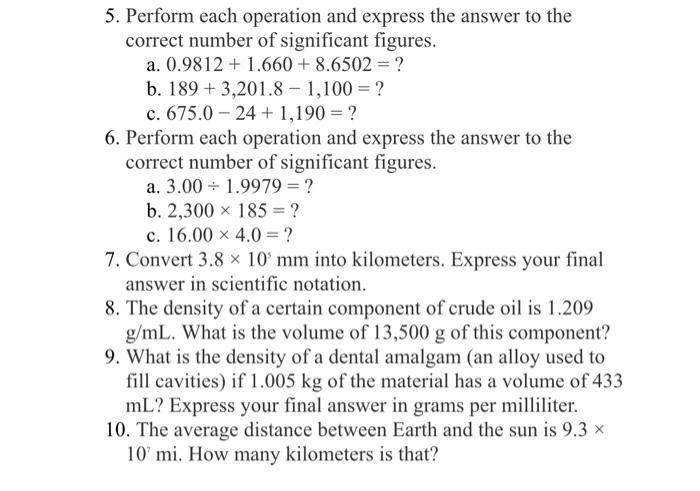 [solved] Answer And Show All Work Please 5 Perform Each Op